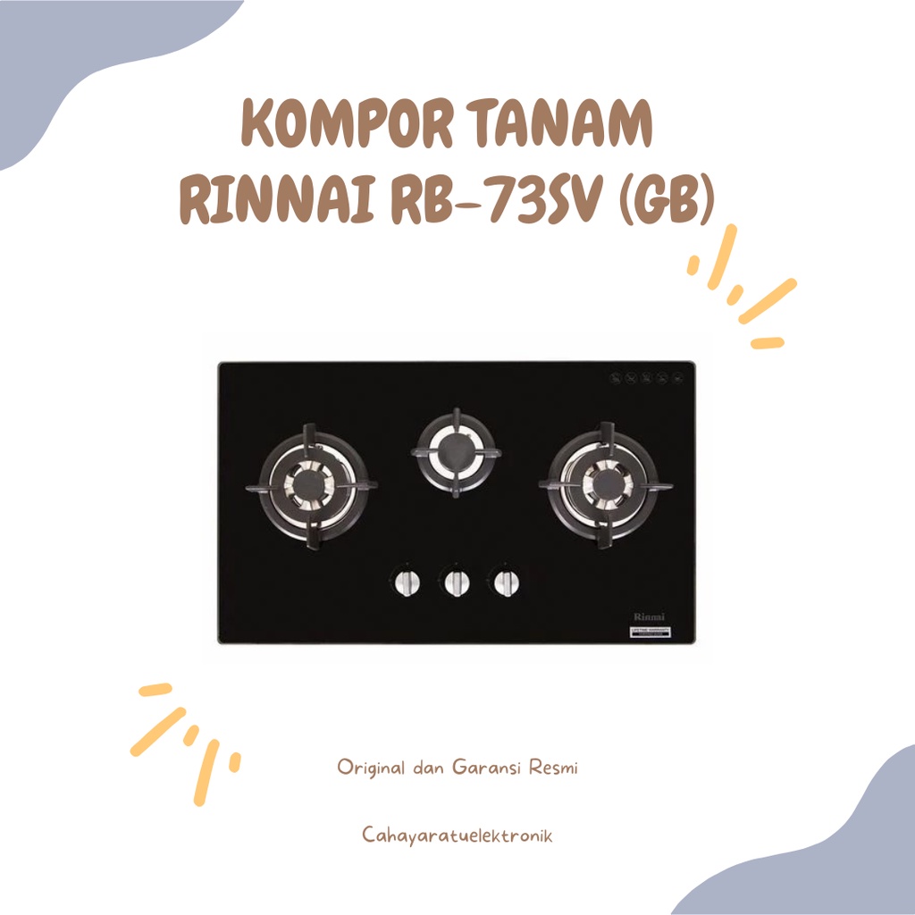 Jual KOMPOR TANAM RINNAI RB-73SV(GB) 3 TUNGKU 73SV TEMPERED GLASS ...