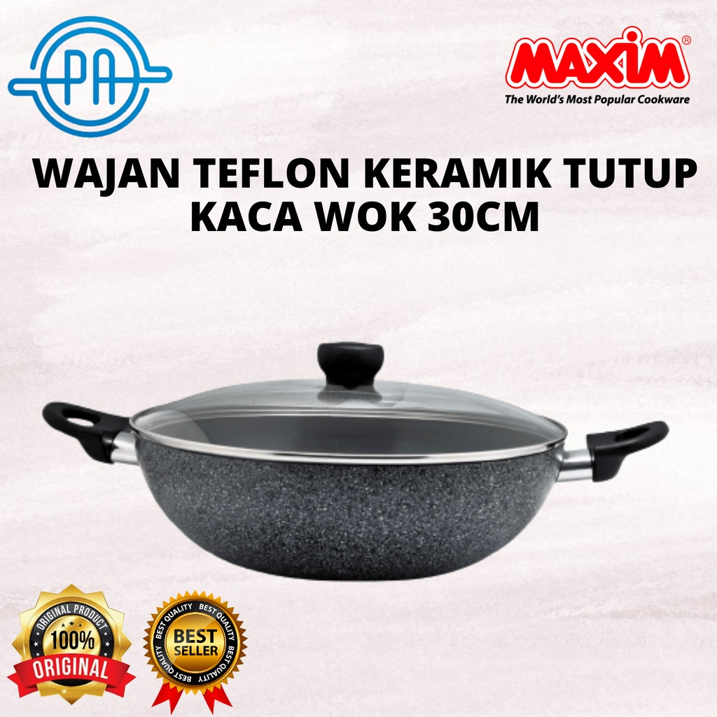 Jual WAJAN MAXIM TEFLON KERAMIK NEOSTONE ANTI LENGKET TUTUP KACA WOK ...