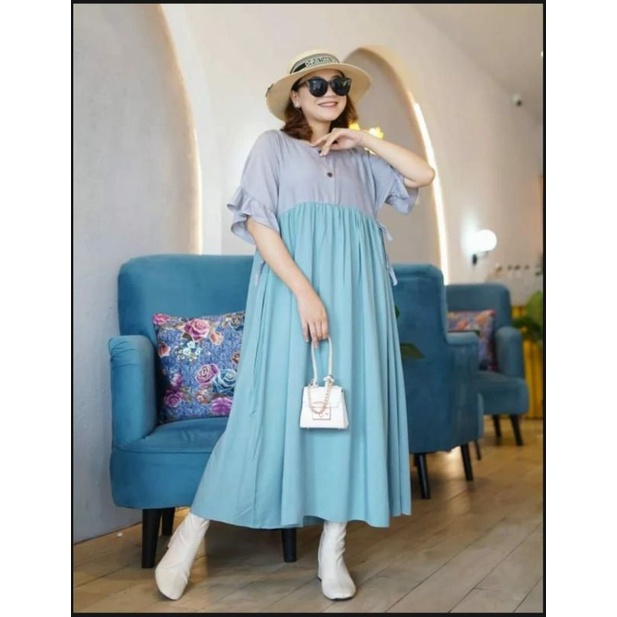 Jual DASTER GRADASI WARNA | SOVIA DRESS | DASTER POLOS DUA WARNA ...