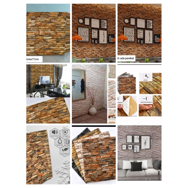 Jual Wallpaper foam Batu alam 3D ukuran 70cmx77cm | Shopee Indonesia