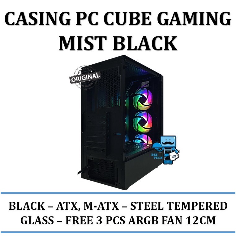 Jual Casing PC Cube Gaming Mist Black - Garansi Resmi | Shopee Indonesia
