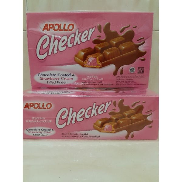 Jual APOLLO CHECKER ( Strawberry) Wafer Bar 18 gr x 24 pcs | Shopee ...