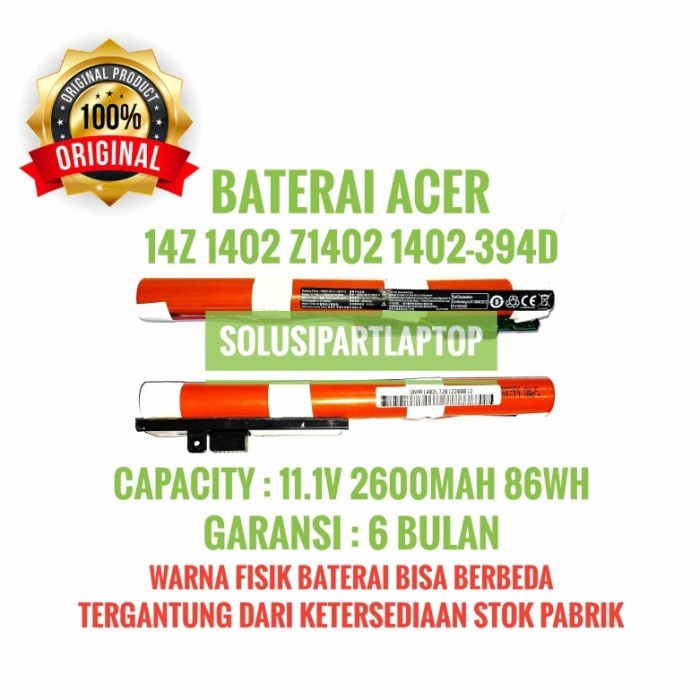 Jual Baterai Laptop ORI Acer One 14 14Z Z1402 18650-00-01-3S1P-0 ...
