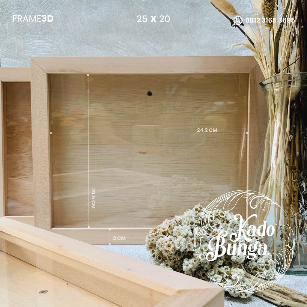 Jual FRAME/PIGURA KAYU/WOODEN FRAME 3D 20x25cm COCOK UNTUK PAJANGAN ...