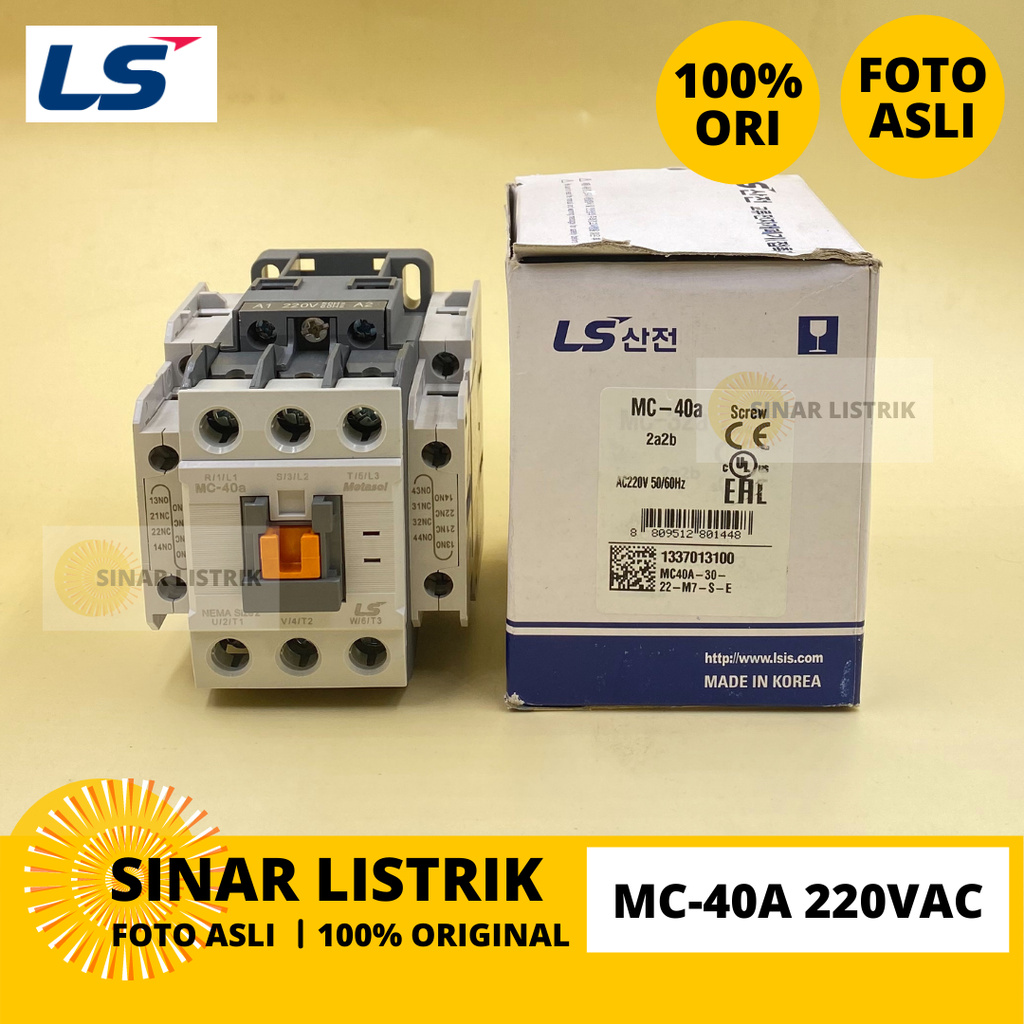 Jual LS KONTAKTOR CONTACTOR MC-40A-220V MC 40A 220V MC40A | Shopee ...