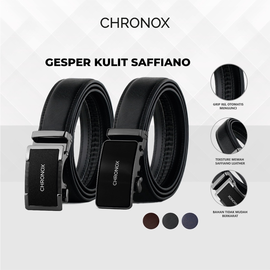 Jual CHRONOX Gesper Kulit Saffiano Pria Wanita Ikat Pinggang Luxury | Shopee Indonesia