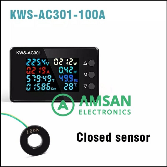 Jual KWS AC301 8in1 Power Factor Frequency kWh Meter Wattmeter Voltmeter AC KWS AC301L 20A 100A ...