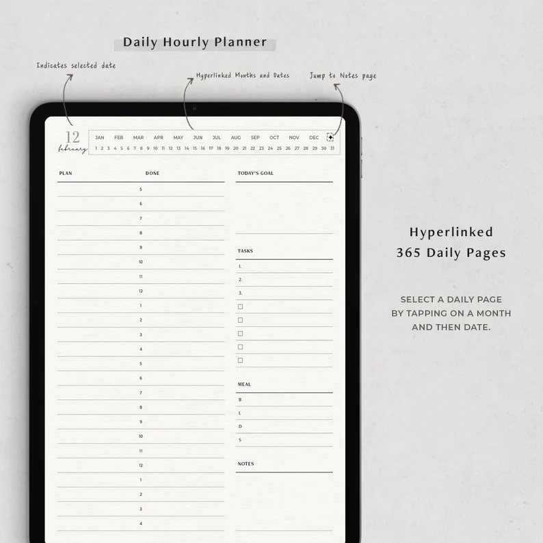 Jual Digital Journal & Planner - Time Blocking Daily Hourly To Do List ...