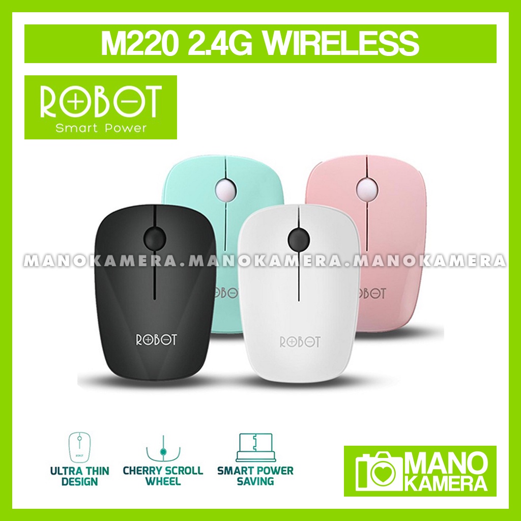 Jual Mouse Wireless ROBOT M220 2.4GHz Optical 1600DPI Receiver USB ...