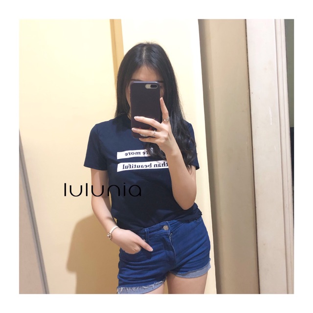 Jual LULUNIA - KAOS YOU ARE MORE THAN BEAUTIFUL (NAVY BLUE) | Shopee ...