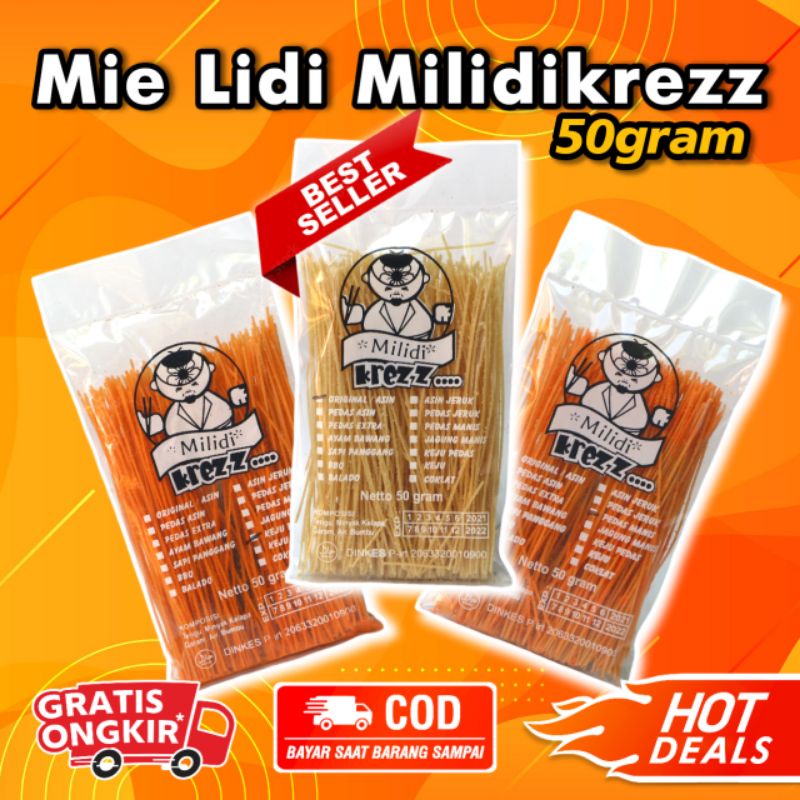Jual Mie Lidi 50 Gram Milidi Krezz Snack Pedas | Shopee Indonesia