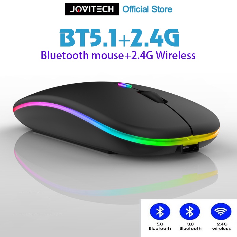 Jual Jovitech 2024 NEW MOUSE GAMING RGB LED Wireless 2.4G & Bluetooth 5 ...