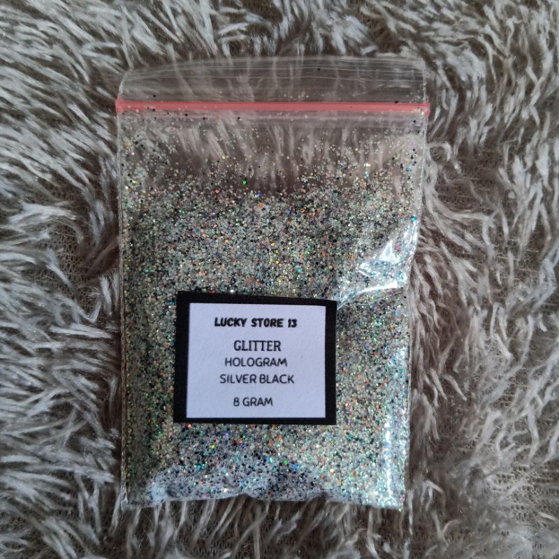 Jual Sparkle Glitter HOLOGRAM SILVER BLACK 8gr 8gram Perak Hitam Powder ...