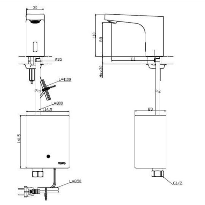 Jual T.Lillie - Kran Wastafel Sensor Toto Ttla 102 Listrik/Sensor ...