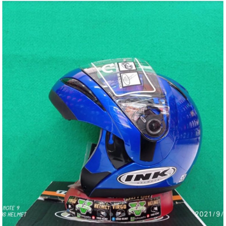Jual INK HELM TOP GUN SOLID BLUE | HELM MODULAR | Shopee Indonesia