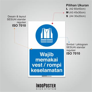 Jual Stiker Safety Sign Rambu K3 Wajib Memakai Vest Rompi Proyek ...