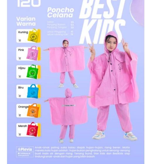 Jual {Tgu31au22ᴴ} JAS HUJAN ANAK SETELAN PLEVIA BESTKIDS 120 PONCO CELANA JAS HUJAN ANAK TK JAS ...