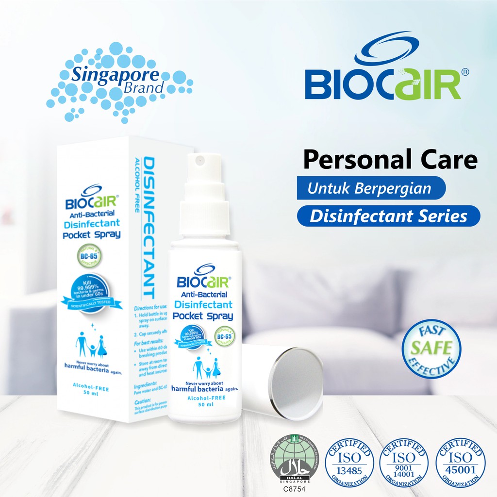 Jual Disinfektan BioCair Anti-Bacterial Disinfectant Pocket Spray 50ml ...
