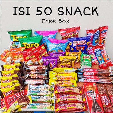 Jual FREE BOX PAKET HAMPERS SNACK ISI 50 PCS HAMPERS LEBARAN KADO ULANG ...