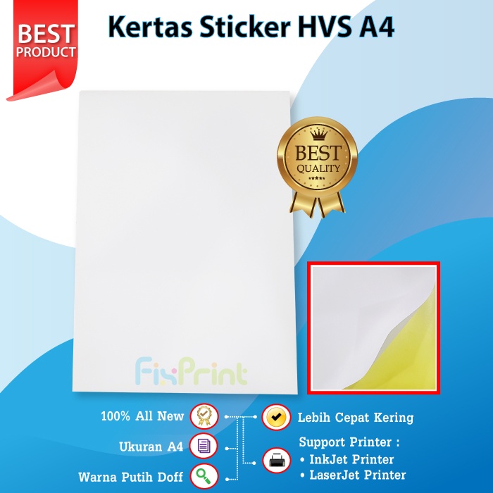 Jual Kertas Stiker HVS A4 Sticker Label Paper HVS A4 Doff Matte Lembaran | Shopee Indonesia