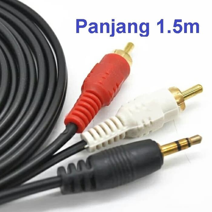 Jual KABEL AUX 1 KE 2 WARNA HITAM ORIGINAL - KABEL AUDIO RCA 1x2 JACK 3 ...