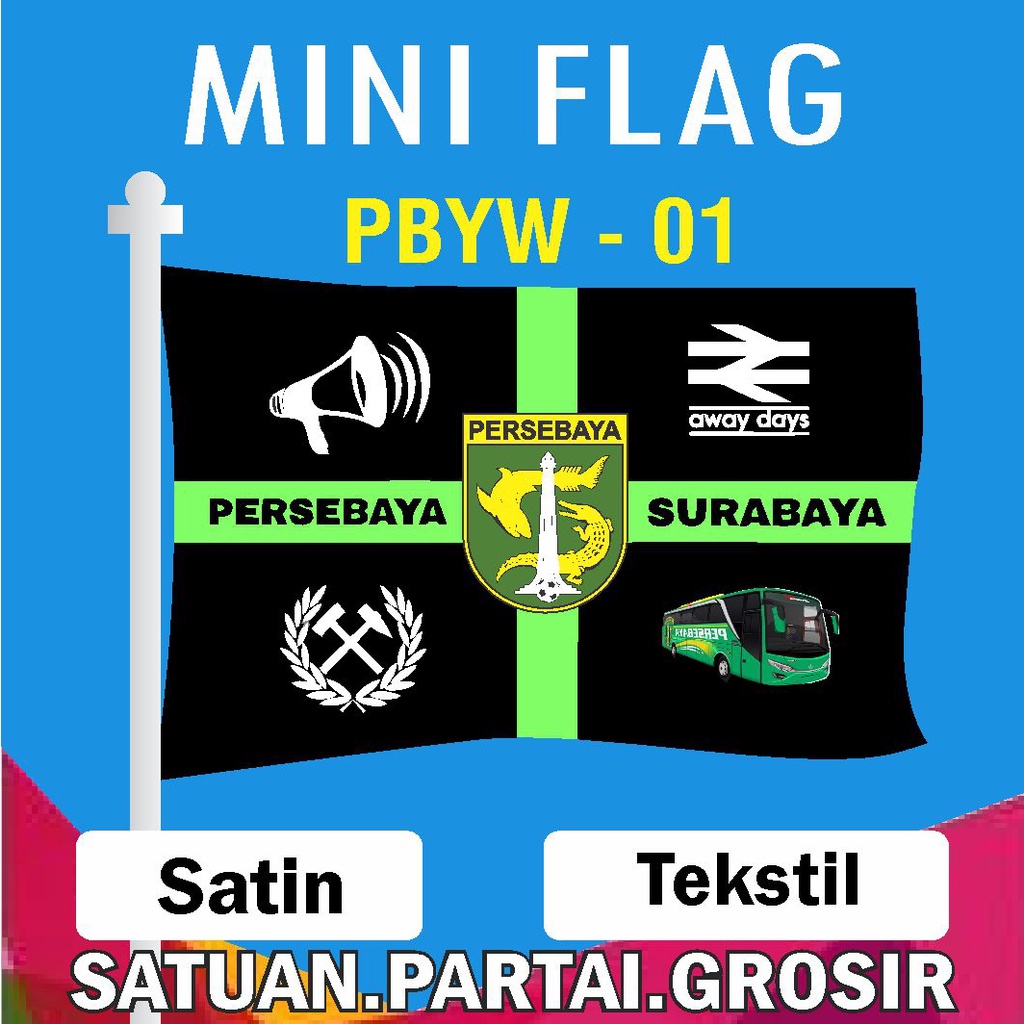 Jual Cetak Bendera Custom Awaydays Persebaya/ Bendera Satuan / Bendera ...