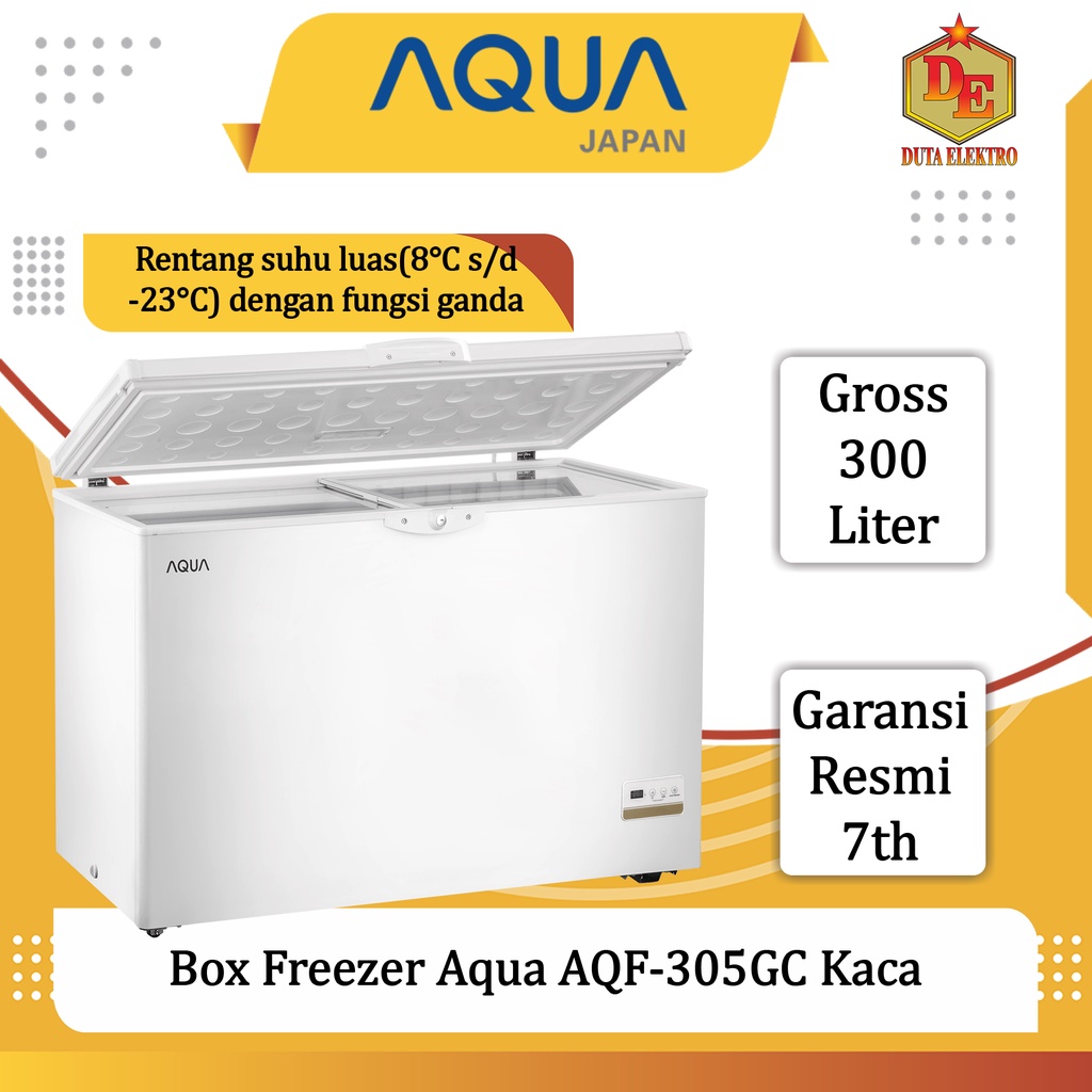 Jual Box Freezer Aqua Japan AQF 305 GC Chest Freezer 300 Liter Kaca ...