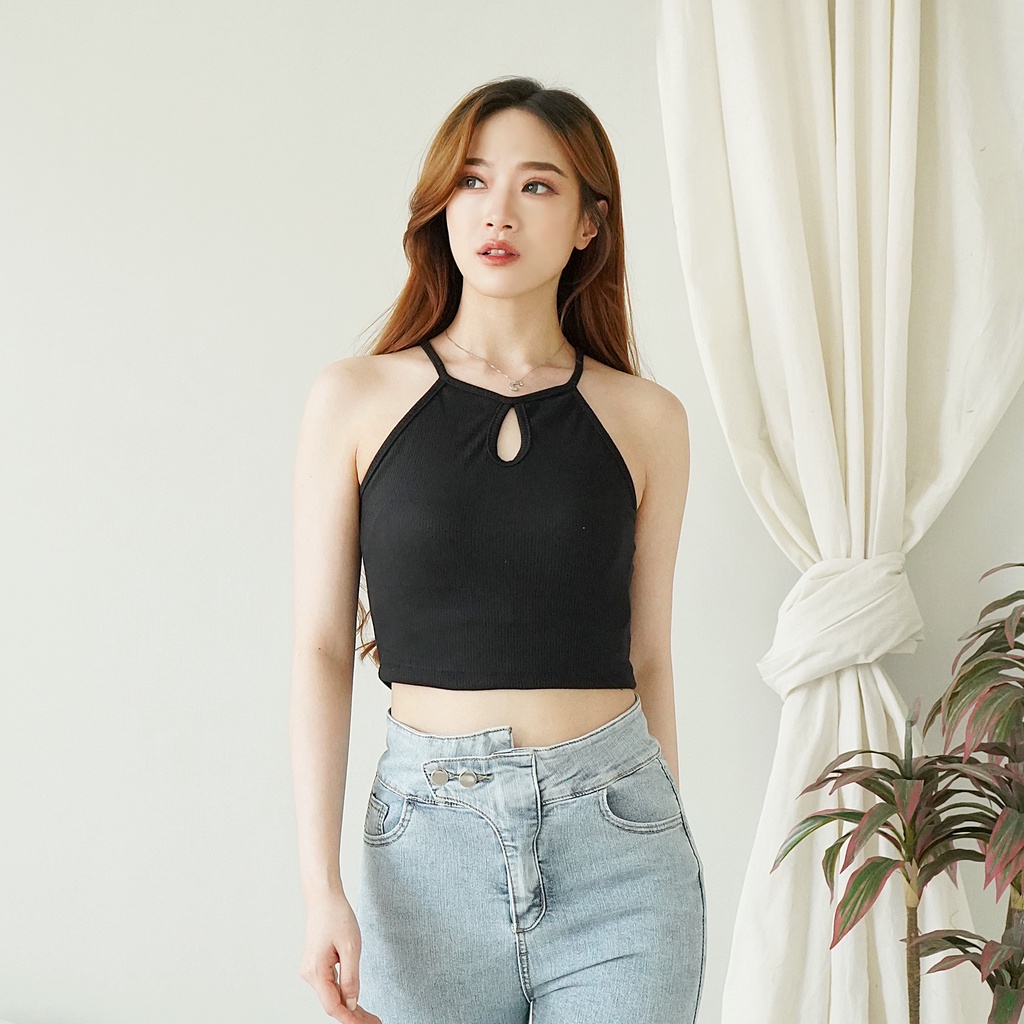 Jual Tank Top Knit Rib Basic Tank Top Wanita Polos Crop Tanktop 132 ...