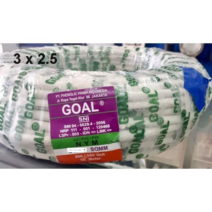 Jual READY STOCK! ECERAN Kabel NYM GOAL 3X2.5 SNI Putih Kaku Tunggal 2 ...