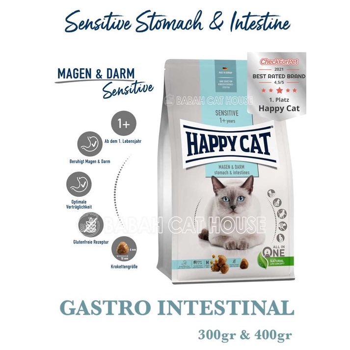 Jual HAPPY CAT SENSITIVE STOMACH INTESTINAL 300gr Dry Cat Food Gastro ...