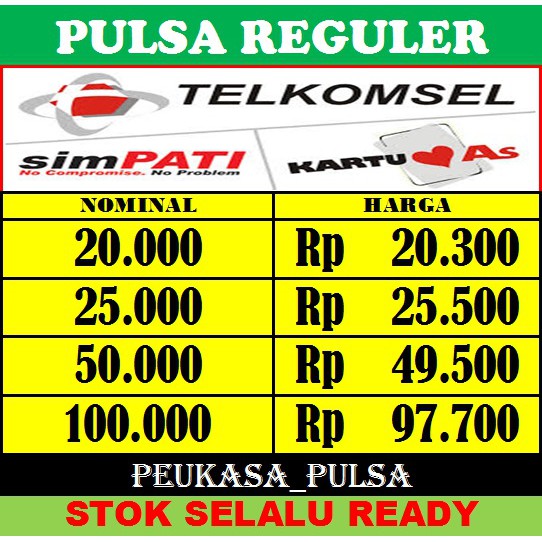 Jual PROMO TELKOMSEL PULSA REGULER/ MKIOS/ TELKOMSEL ( + Masa Aktif ...