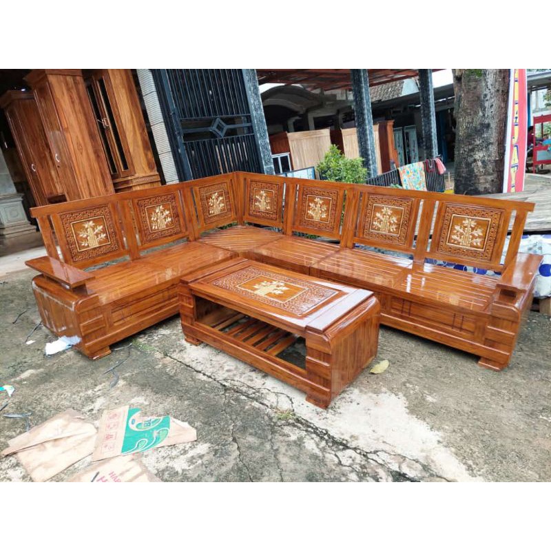 Jual KURSI SUDUT KAYU JATI ( FINISHING PLITUR MELAMIN ) | Shopee Indonesia
