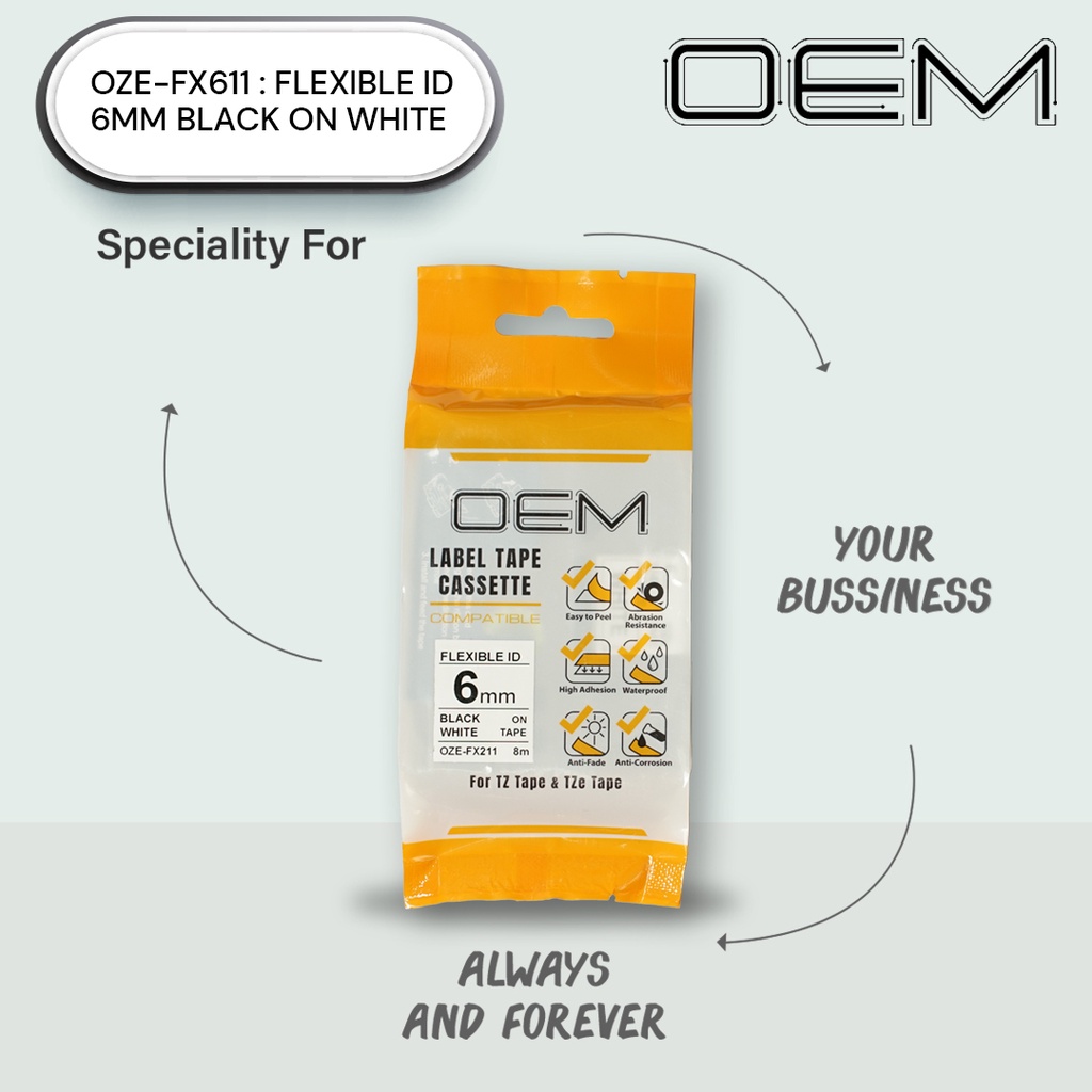 Jual OEM LABEL TAPE FLEXIBLE LAMINATED 6mm x 8m FOR USE ON PTOUCH ...