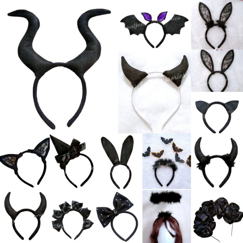 Jual Halloween Inspired Hitam Bando Halloween Maleficent Tongkat Ekor ...