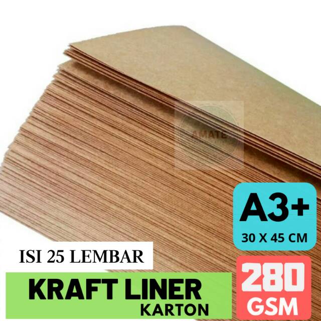 Jual Kertas Karton Kraft Liner 280g A3+ (30x45cm) isi 25 Lembar ...