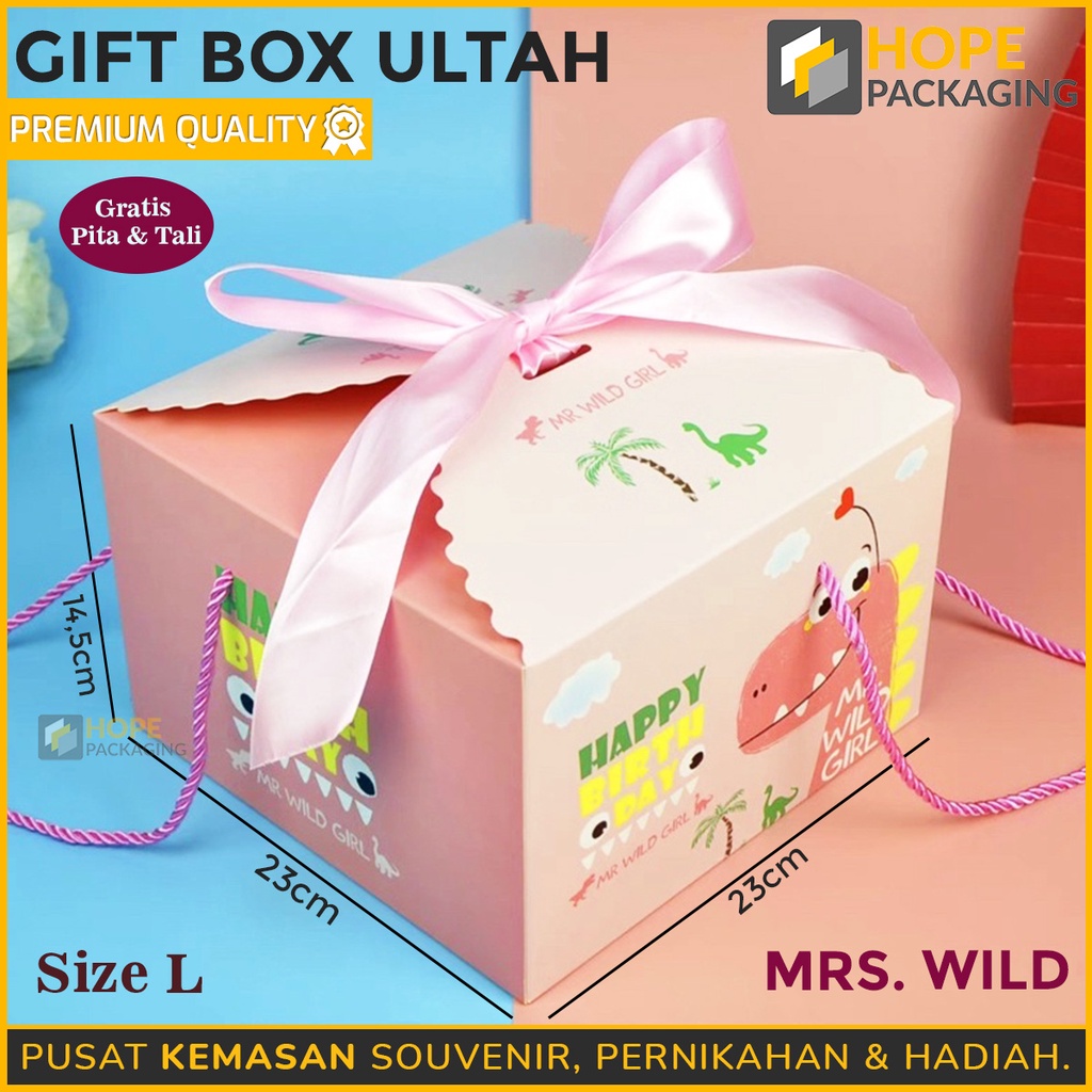 Jual Gift box Ulang Tahun Anak Motif Macan Dino Fancy bunga Navy ...