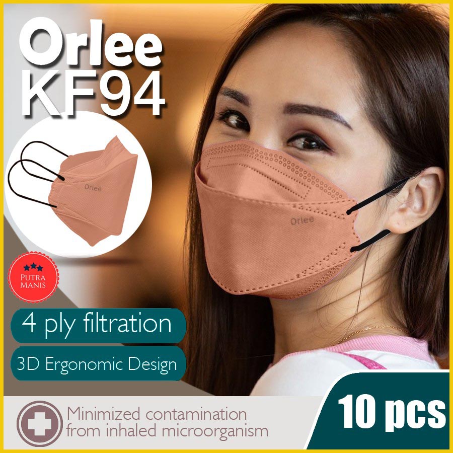 Jual Masker KF94 Orlee 4ply earloop Peach Green Tea Matcha Cream isi 10 ...