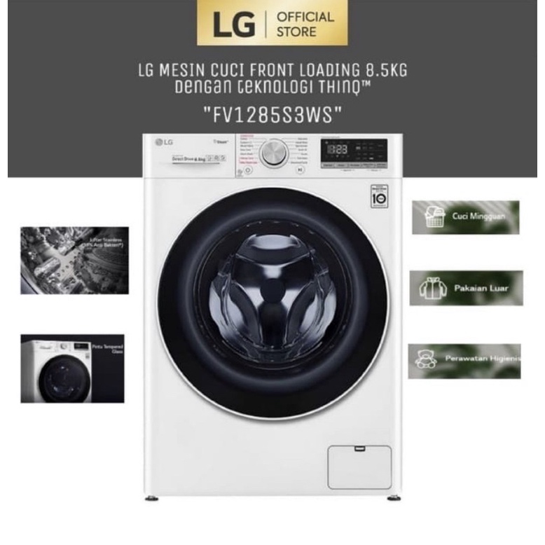 Jual MESIN CUCI LG FRONT LOADING 8,5 KG FV1285S3WS GARANSI RESMI ...