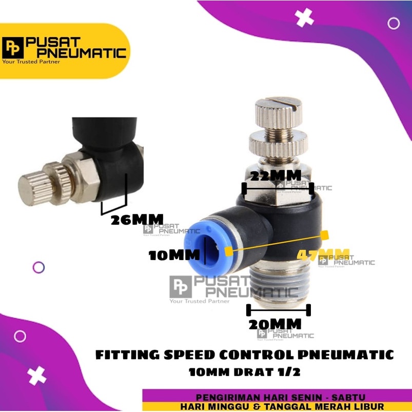 Jual FITTING SPEED CONTROL / FLOW CONTROL ELBOW SELANG 10 DRAT 1/2 INCH ...