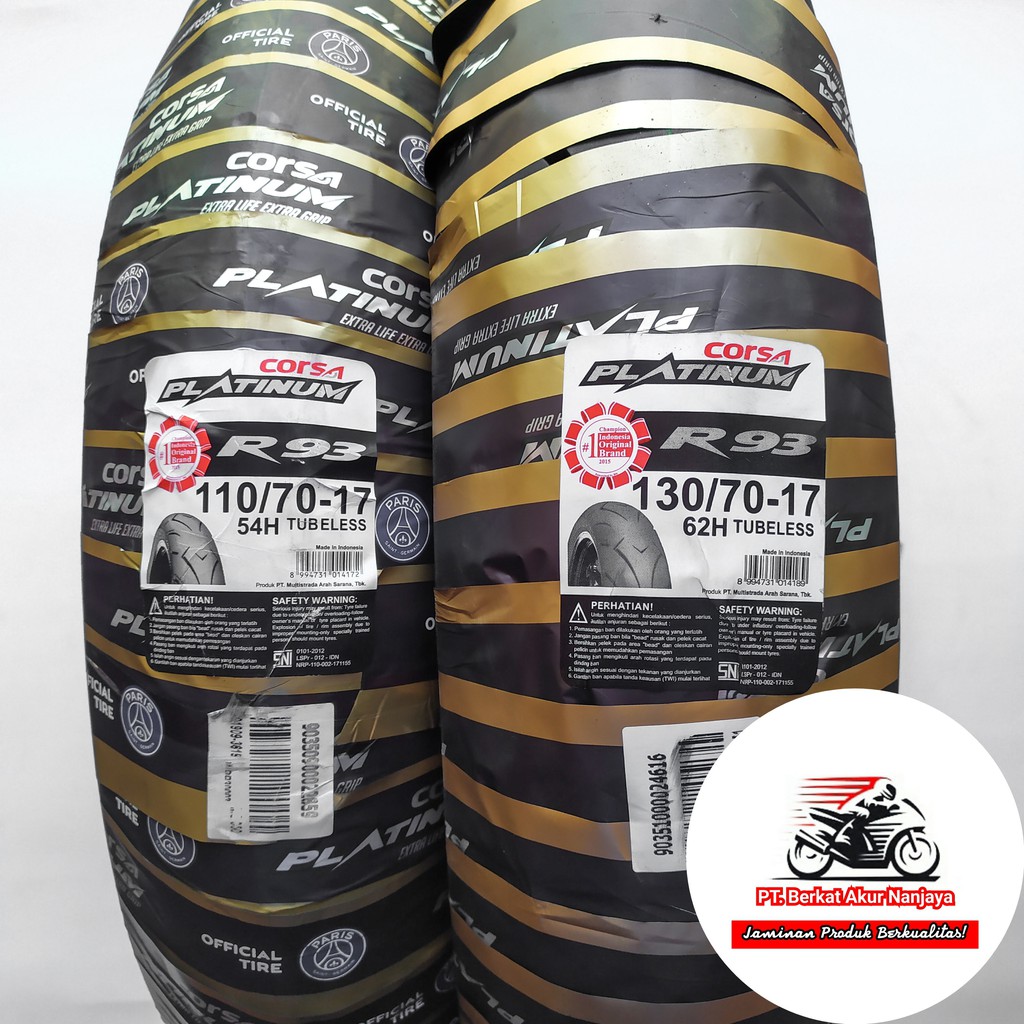 Jual Corsa Platinum R93 110/70 & 130/70-17 Sepasang Full Ban Motor ...