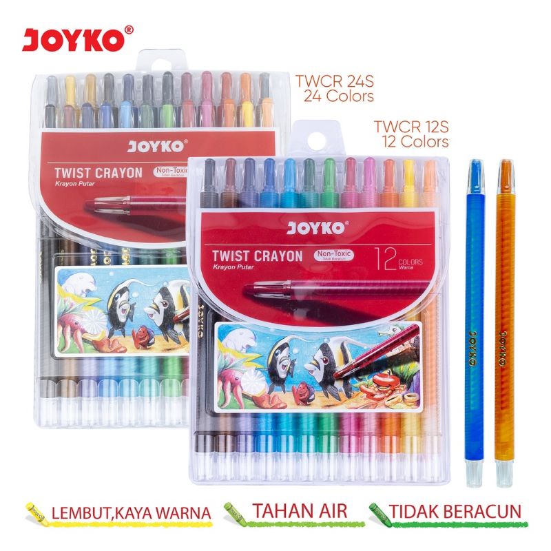 Jual Crayon Putar Joyko 24 Warna Twist Crayon TWCR-24S ( 1set ...