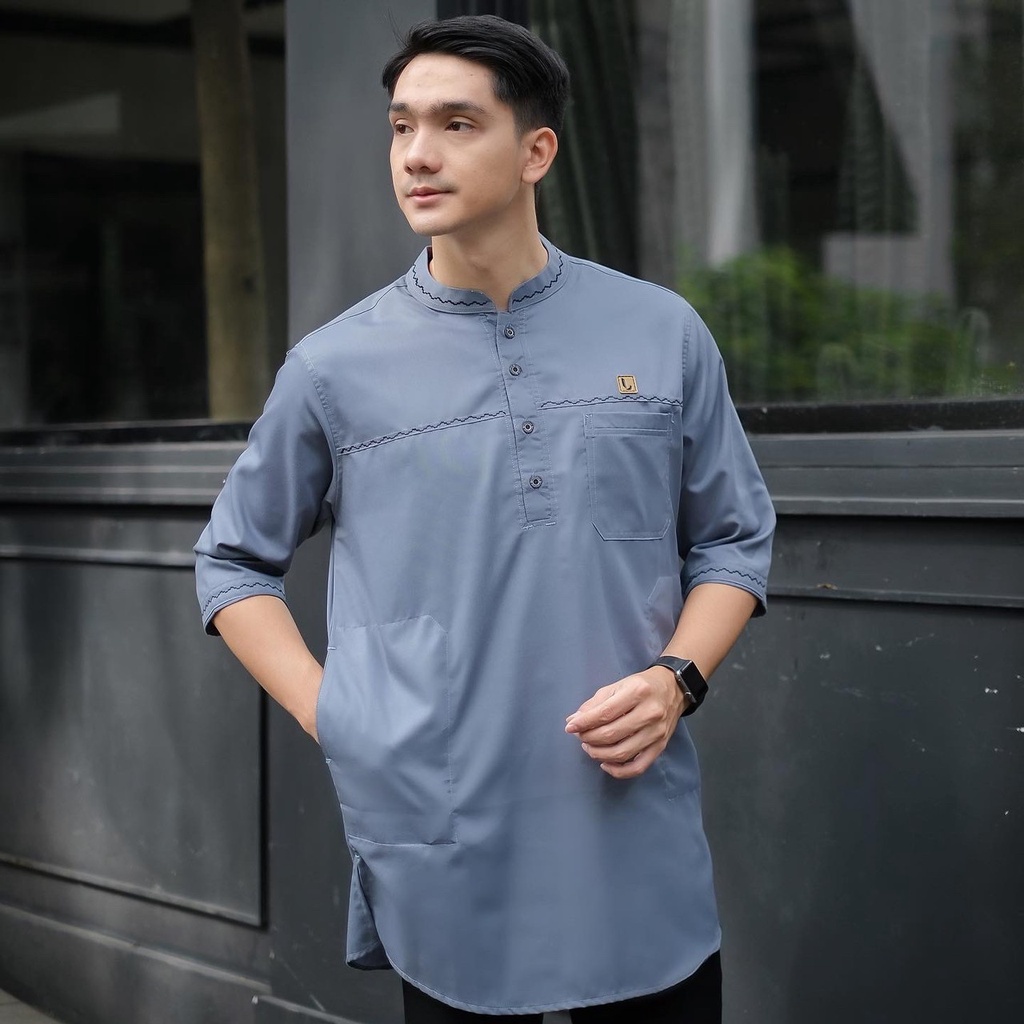 Jual Luthfi Baju Koko Pria Lengan 3/4 Embordir Toyobo Fodu Hijau Sage | Shopee Indonesia