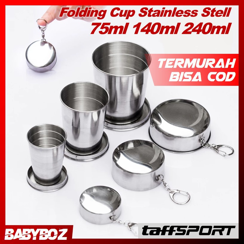 Jual BABYBOZ - Gantungan Kunci Gelas Lipat Camping Folded Cup 75ML 140ML 240ML foldable mug ...