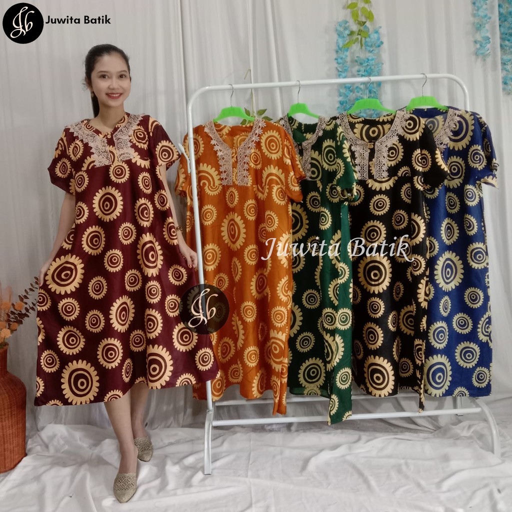 Jual Juwita Batik - Daster Arab Renda Busui Kancing Dada Motif Roda ...