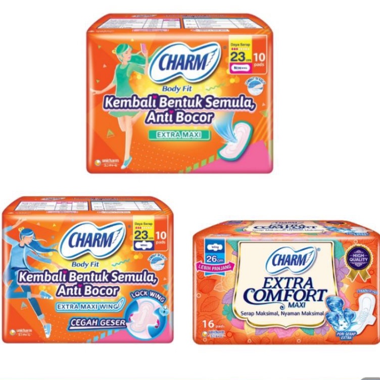 Jual Charm Aneka Pembalut Wanita untuk siang 23cm dan 26cm kemasan baru ...
