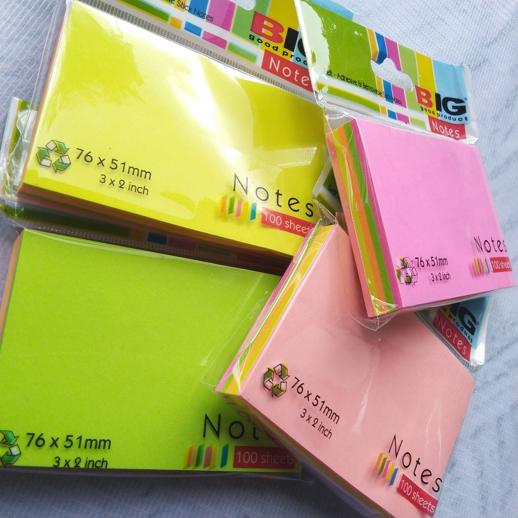 Jual Sticky Note Polos Kertas Pembatas Kertas Memo Sedang Warna Warni ...