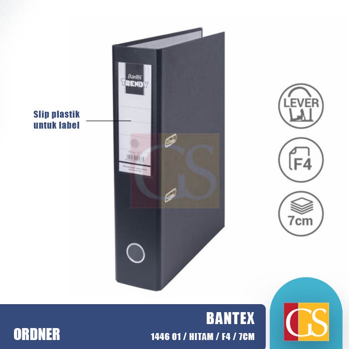 Jual Map Ordner Bantex Trendy Folio F4 7cm 1446-01 Black / Hitam Dengan Tempat Label Nama ...