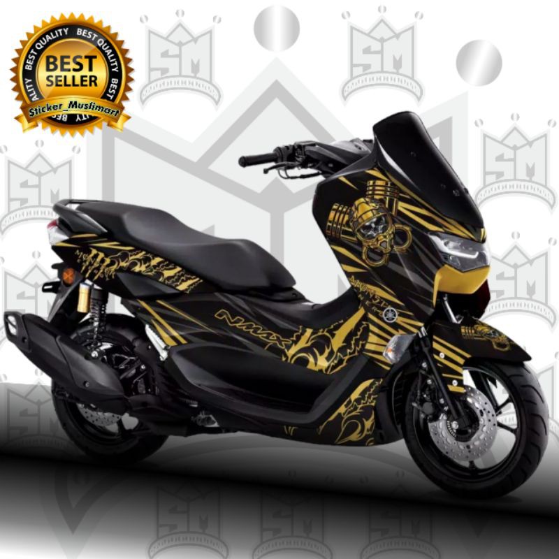 Jual Decal Sticker New Nmax 2020 motif Skull piston Hitam list gold ...