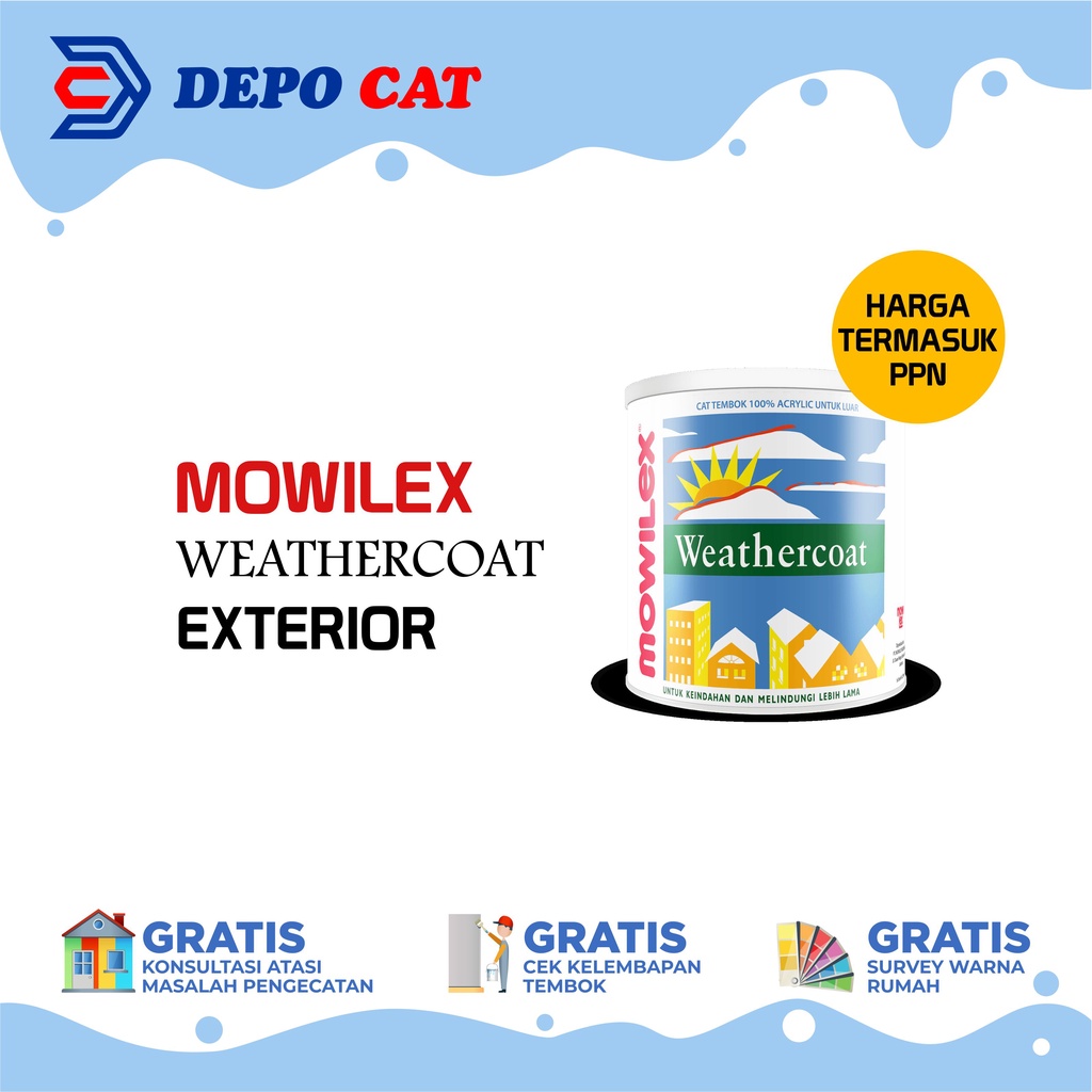 Jual Mowilex Weathercoat 2 5l Cat Tembok Exterior Shopee Indonesia