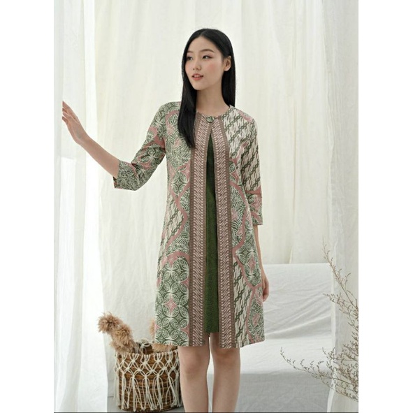 Jual UBI 252 - Dress Batik Wanita Hijau / Terusan Batik Modern | Shopee ...